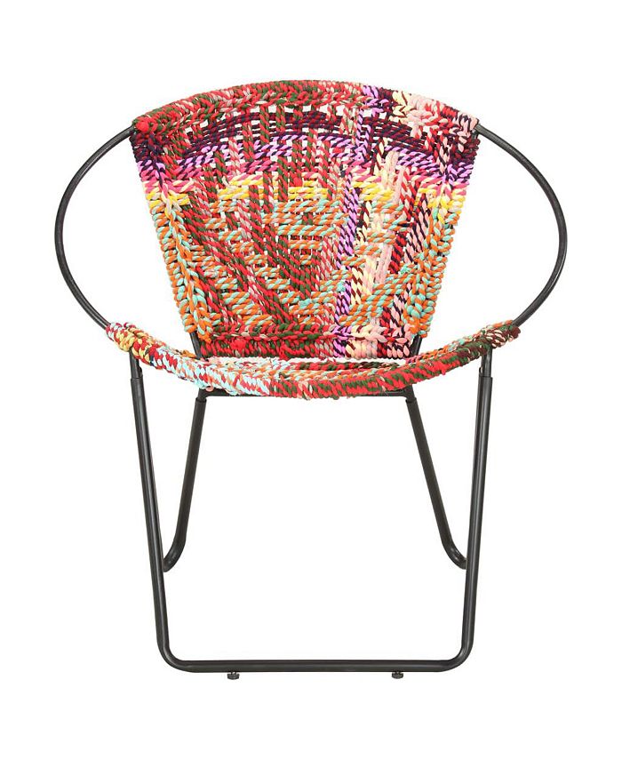vidaXL Circle Chair Multicolor Chindi Fabric - Macy's