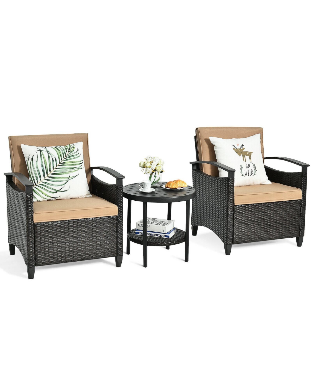 Click here for 3 Pieces Patio Rattan Furniture Set Cushioned Sofa... prices