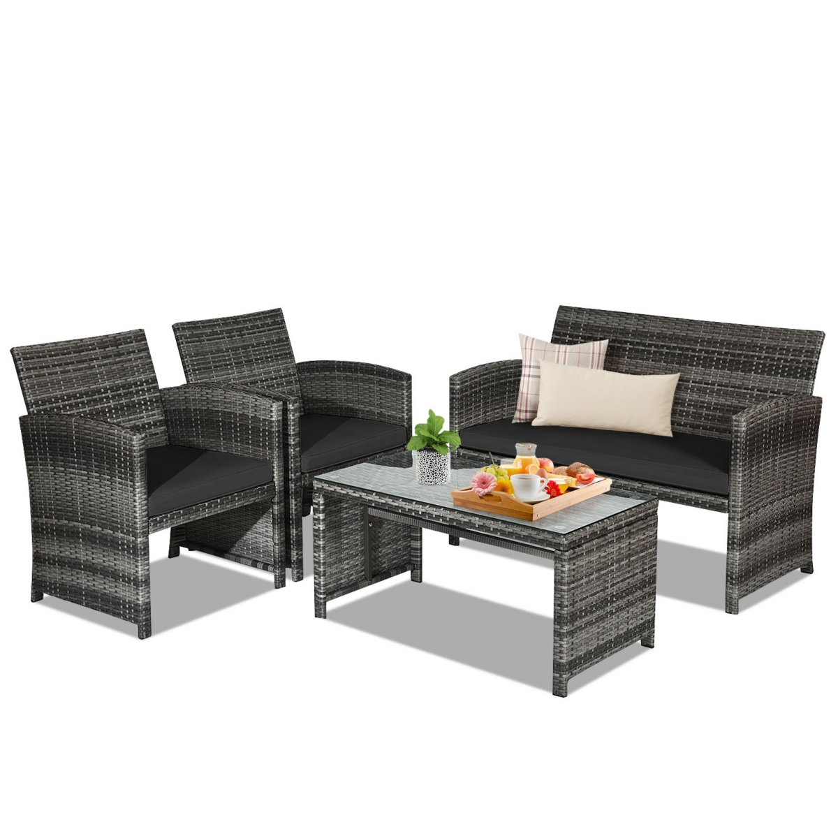 Click here for Slickblue 4 Pcs Patio Rattan Furniture Set Top Sof... prices
