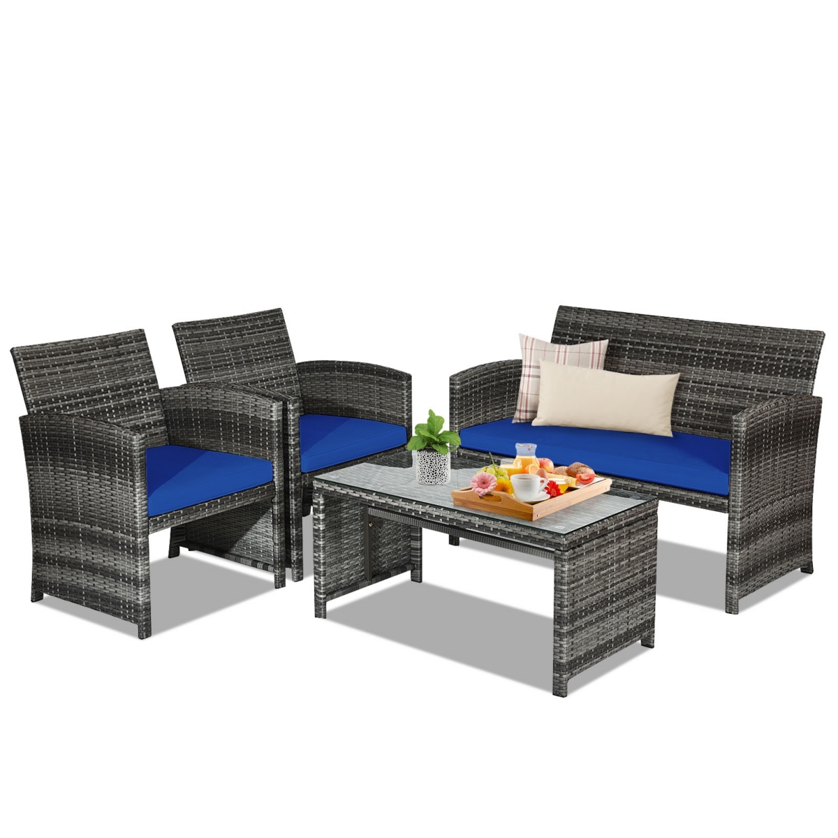 Click here for Slickblue 4 Pcs Patio Rattan Furniture Set Top Sof... prices