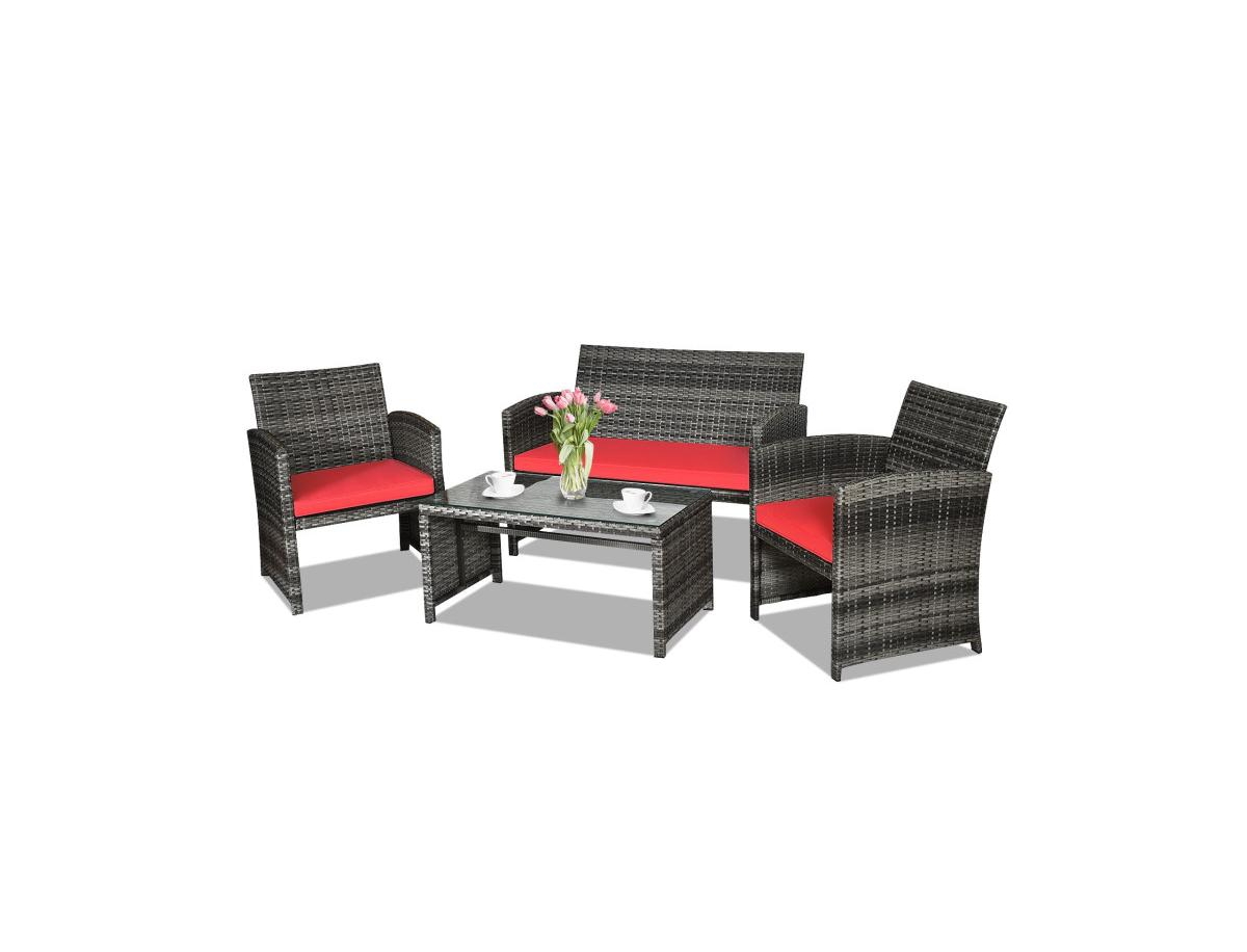 Click here for Slickblue 4 Pcs Patio Rattan Furniture Set Top Sof... prices