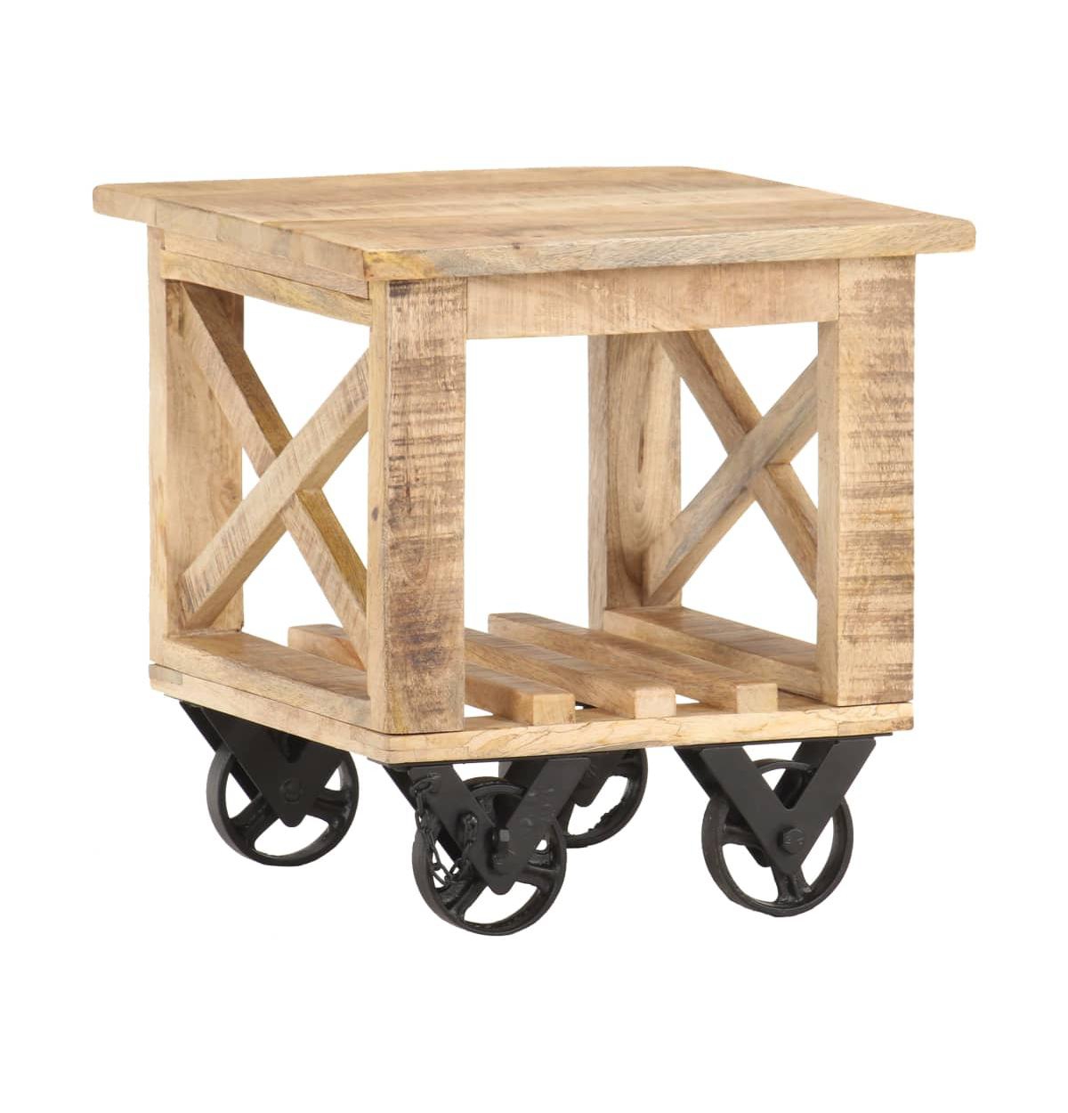 Click here for Side Table with Wheels 15.7x15.7x16.5 Rough Mango... prices