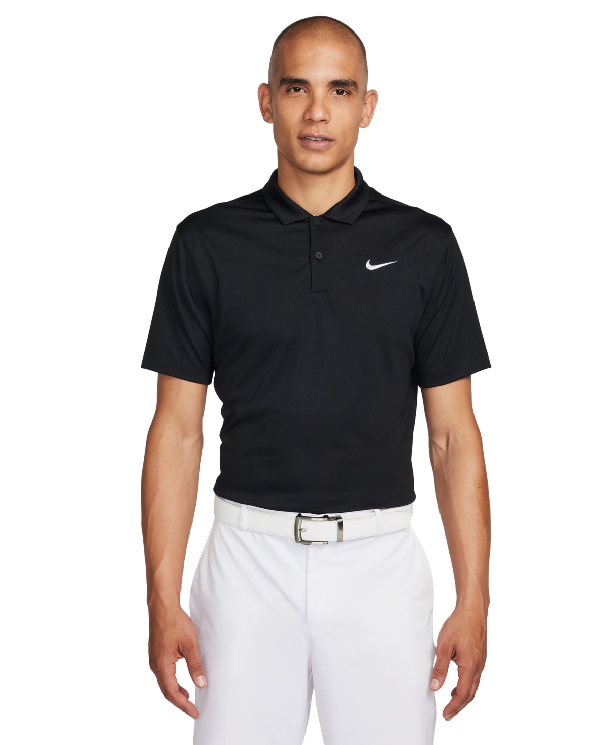 Nike Mens Relaxed Fit Core Dri-fit Short Sleeve Golf Polo Shirt - Black/White
