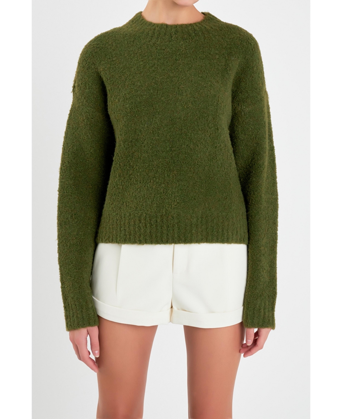 Click here for Womens Cozy Round neck Sweater - Khaki prices
