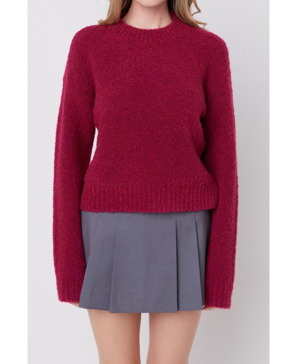 Click here for Womens Cozy Round neck Sweater - Bordeaux prices
