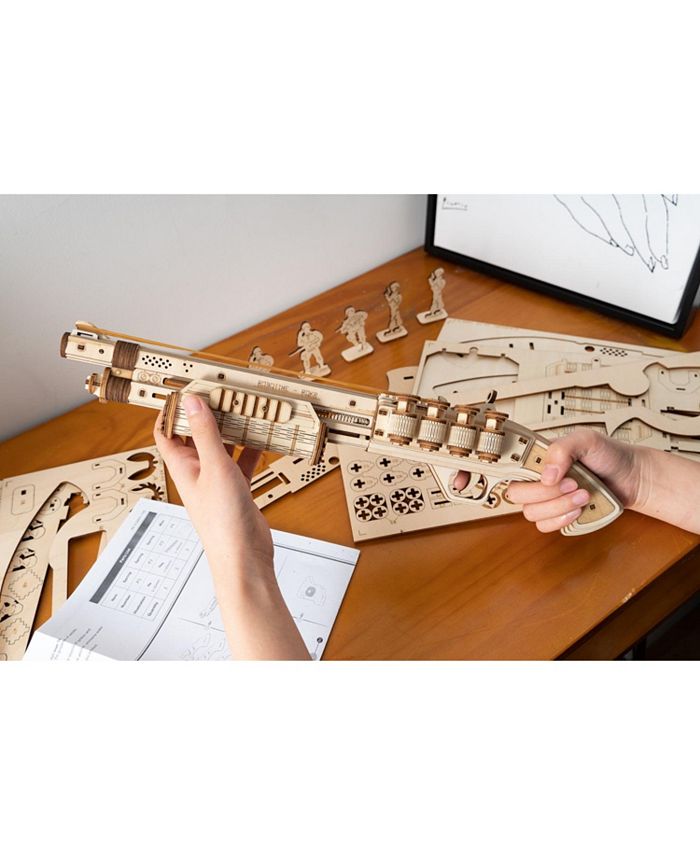 Flash Popup DIY 3D Wood Puzzle Rubber Band Gun Model Toys Shotgun - 172 ...
