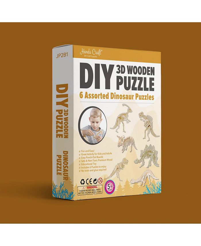 Flash Popup DIY 3D Wood Puzzle 6 Assorted Dinosaur Puzzle Set - Macy's