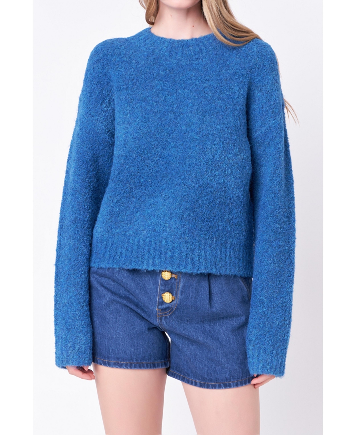 Click here for Womens Cozy Round neck Sweater - Dark blue prices
