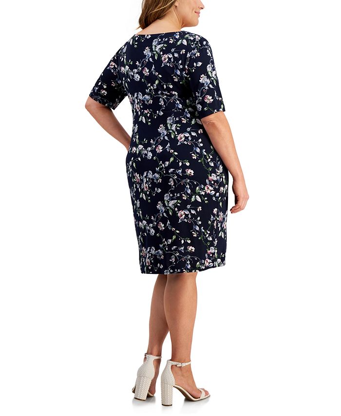 Connected Plus Size Floral Print Faux Wrap Dress Macys