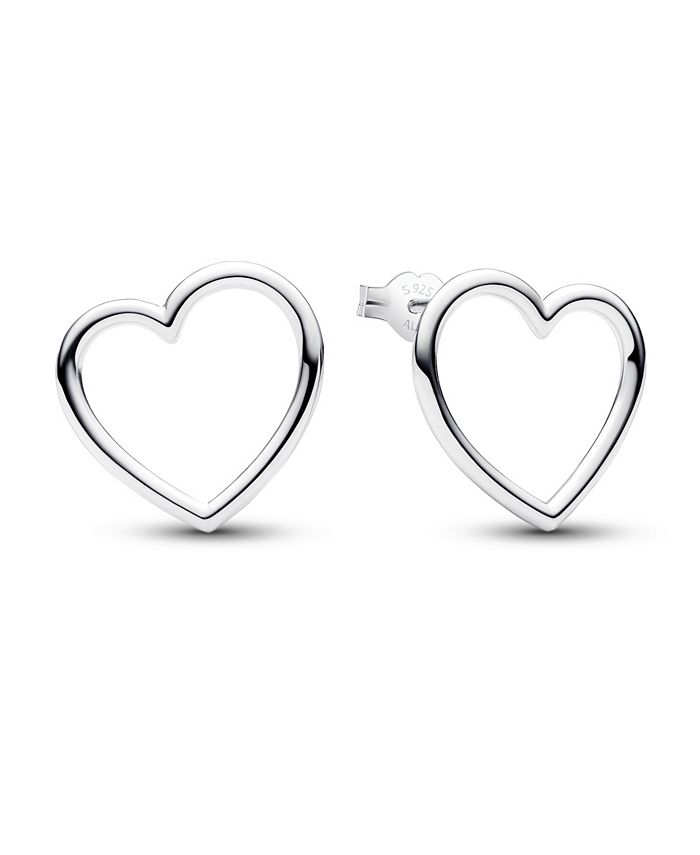 Pandora Sterling Silver Stud Heart Earrings - Macy's