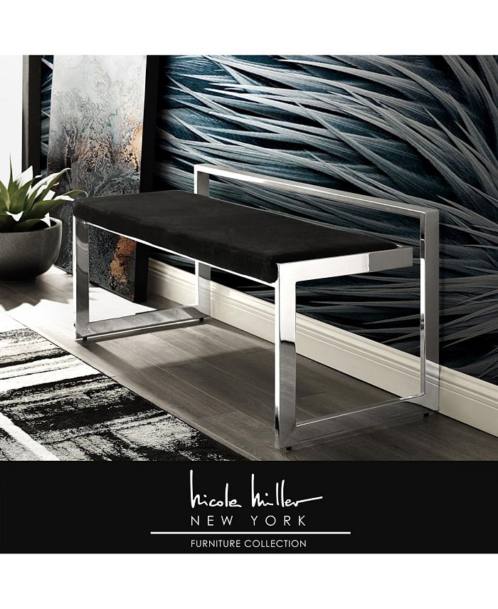 Nicole Miller Ledger Velvet Bench - Macy's