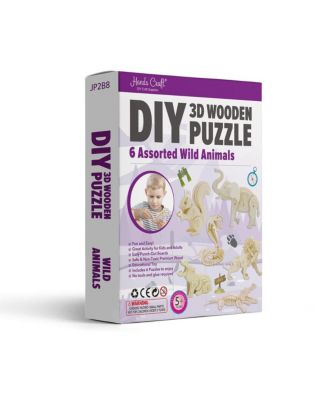 DIY 3D Wood Puzzle 6 Assorted Wild Animals Set - Macy's