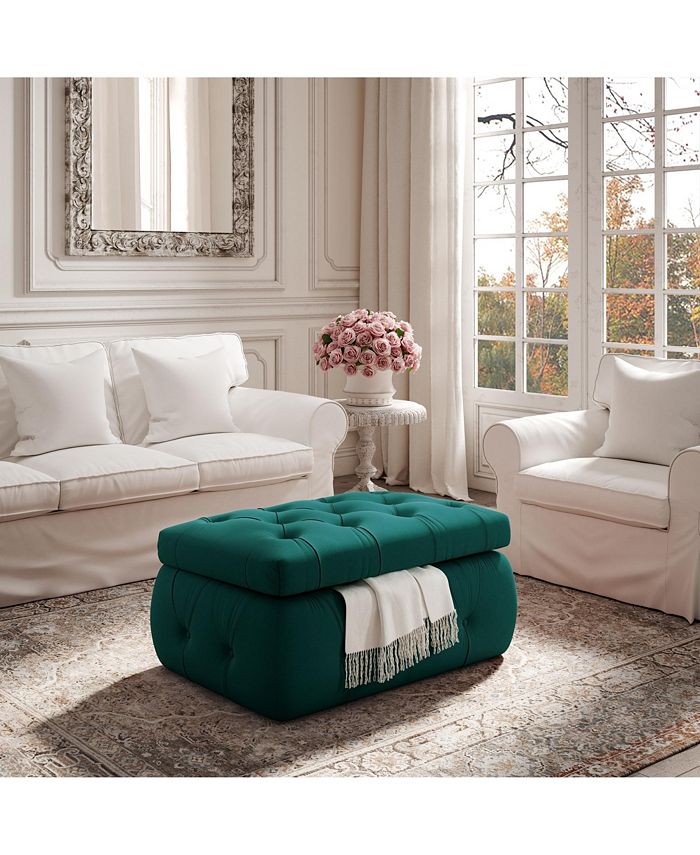 Rustic Manor Jahlil Velvet Storage Ottoman - Macy's