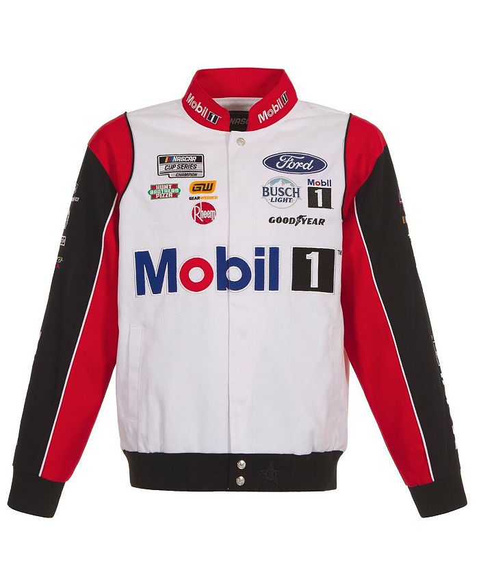 JH Design Men's White, Black Kevin Harvick Mobil 1 Twill Driver Uniform ...