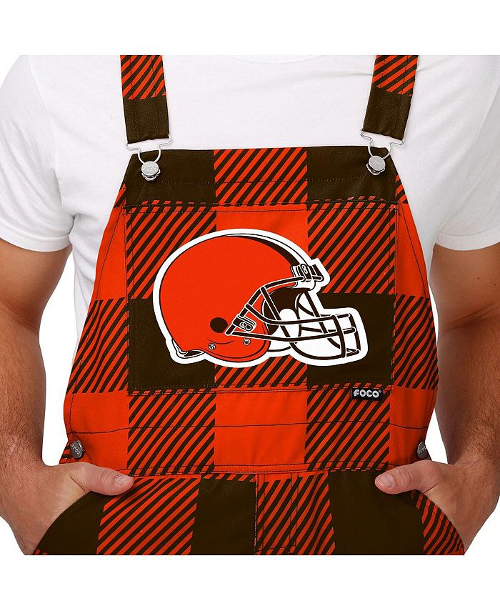 FOCO Men's Orange Cleveland Browns Big Logo Plaid Overalls - Macy's