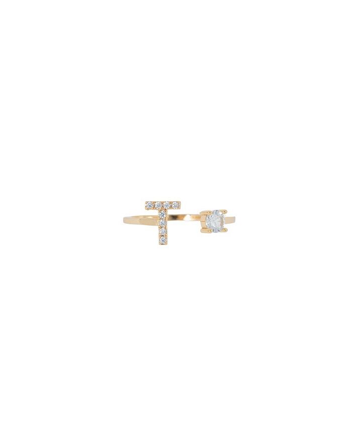 KC Chic Designs Crystal Initial Adjustable Gold-Tone Ring - Macy's