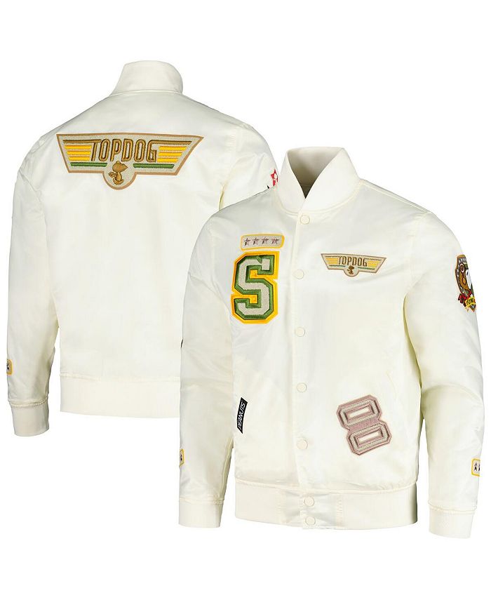 Freeze Max Men's Snoopy Cream Peanuts Top Dog Satin Full-Snap Jacket ...