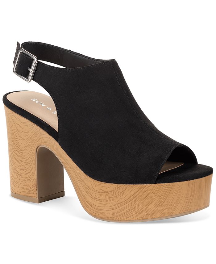 Sun + Stone Women's Jimmiee Peep Toe Block Heel Platform Shooties ...