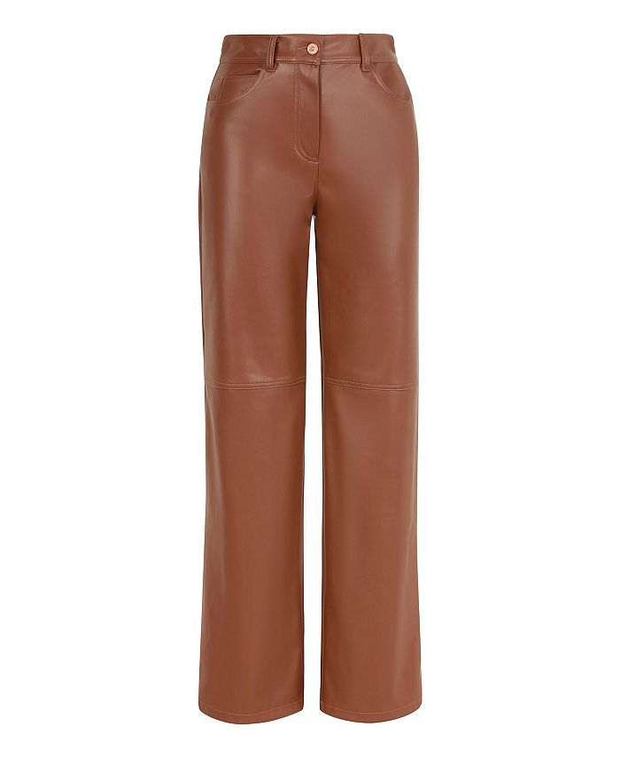 NOCTURNE Women's Wide Leg Pleather Pants - Macy's