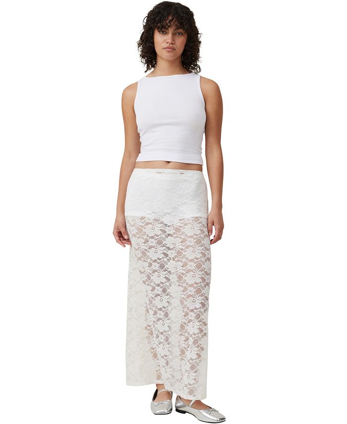 COTTON ON Women's Lace Slip Maxi Skirt - Macy's