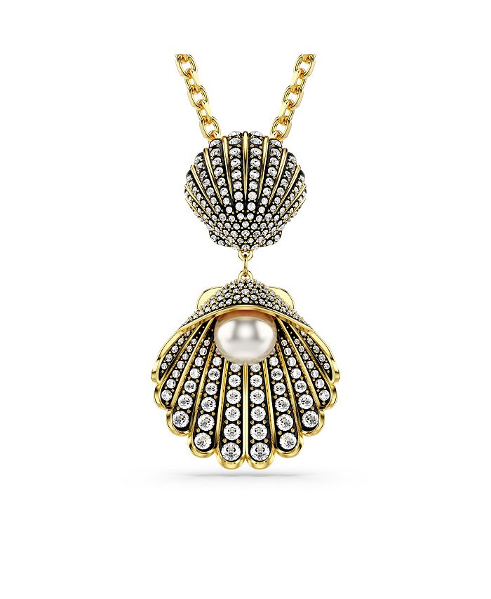 Swarovski Mixed Cuts, Shell, White, Gold-Tone Idyllia Necklace - Macy's