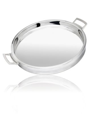 Signature Collection Classic Stainless Steel 12" Round Tray - Macy's