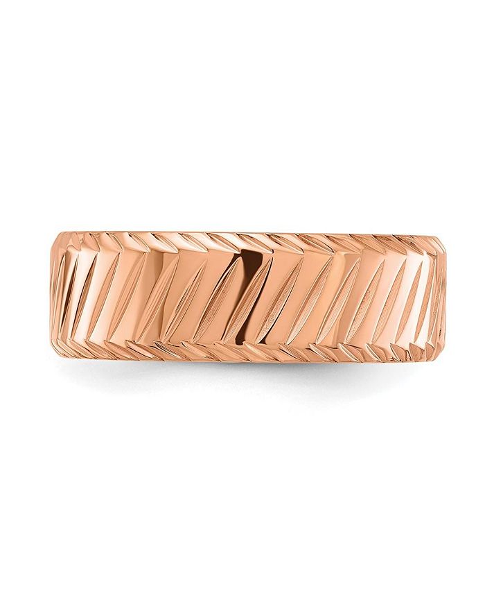 Chisel Stainless Steel Polished Rose IP-plated Grooved Band Ring - Macy's