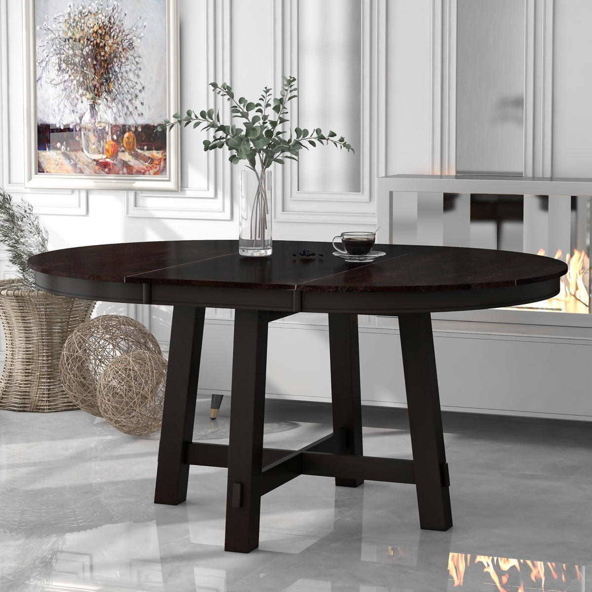 Click here for Streamdale Classic Farmhouse Round Dining Table -... prices