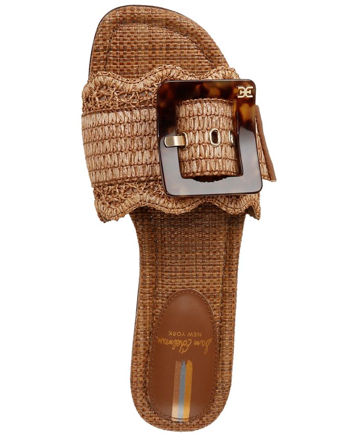 Sam Edelman Women's Bambi Raffia Buckle Slide Sandals - Macy's