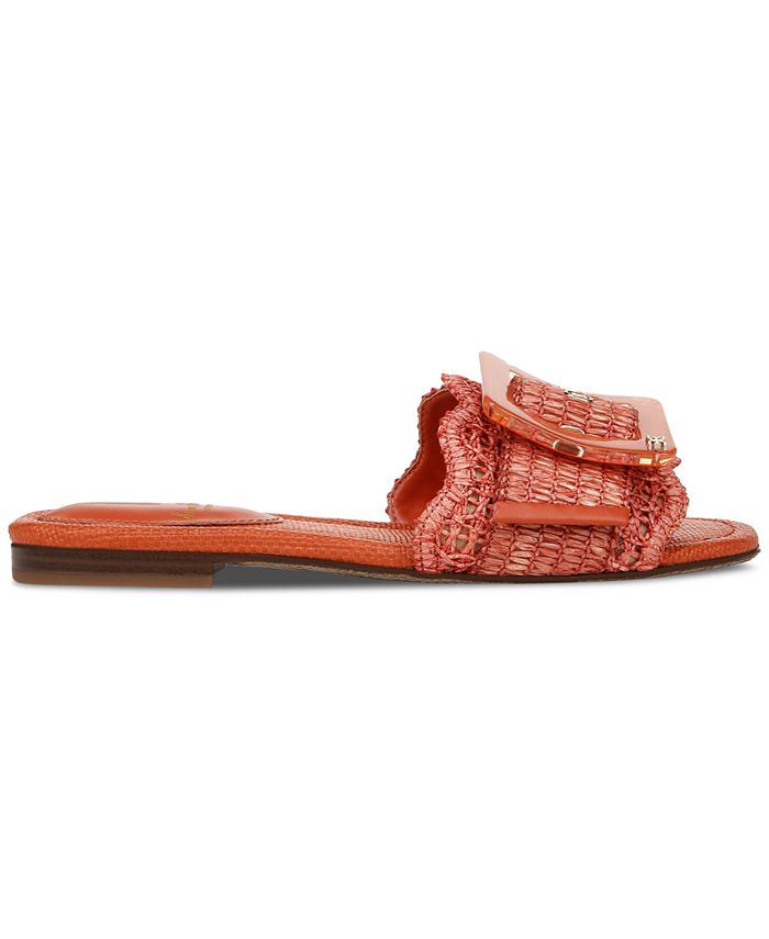 Sam Edelman Women's Bambi Raffia Buckle Slide Sandals - Macy's
