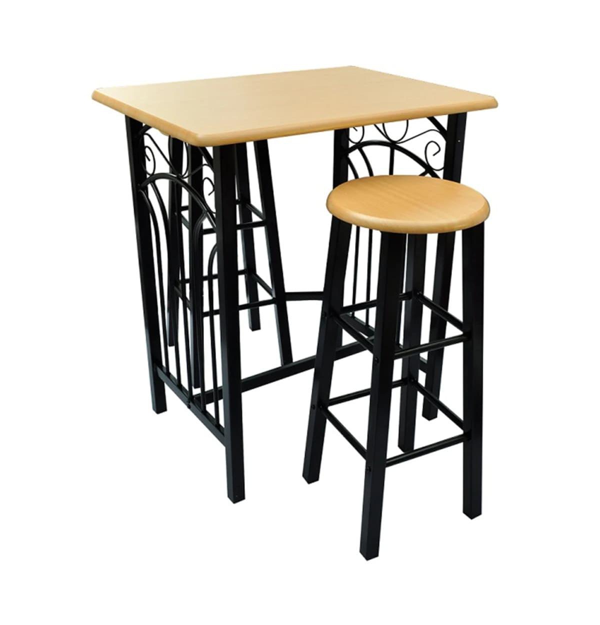 Click here for vidaXL Bar Table and Stool Set 3 Pieces Wood and S... prices