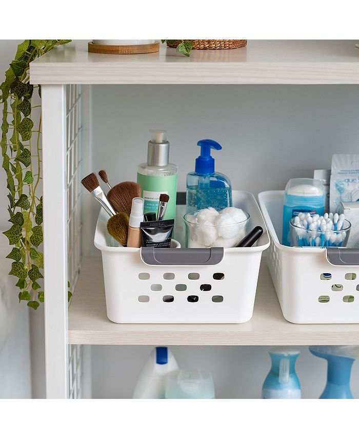 IRIS USA Small Plastic Storage Basket, 12-Pack, Shelf Basket Organizer ...