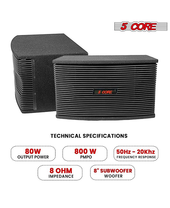 5 Core DJ speakers 8" PA Speaker System 80W RMS PA System Tough ABS ...