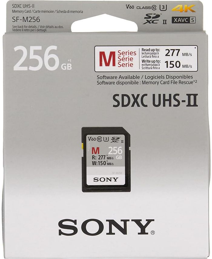 Sony 256Gb V60 Uhs-Ii M-Series Memory Card (Read 277 Mb/s Write 150 Mb ...