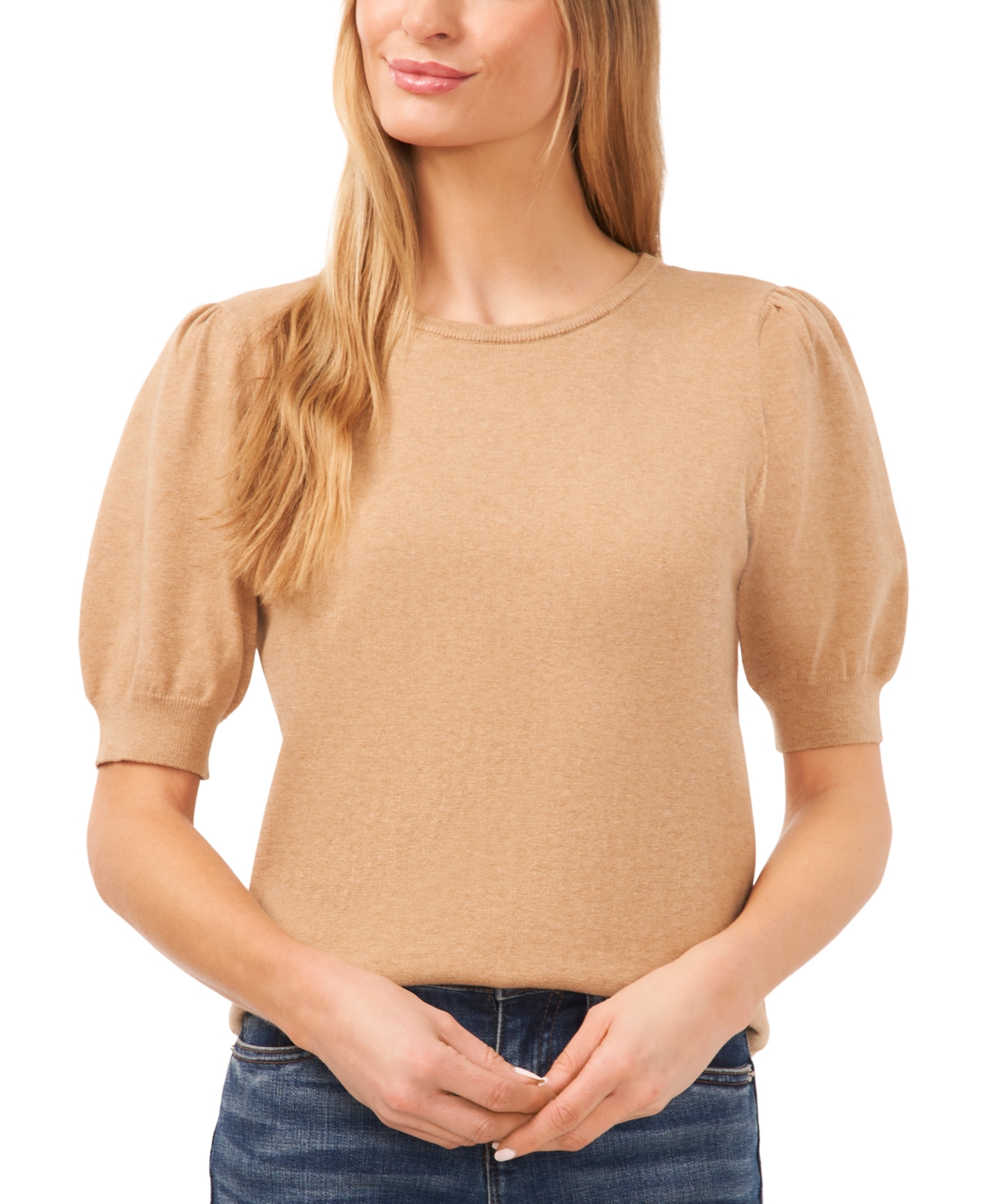 Click here for CeCe Womens Crewneck Puff Sleeve Cotton Sweater -... prices