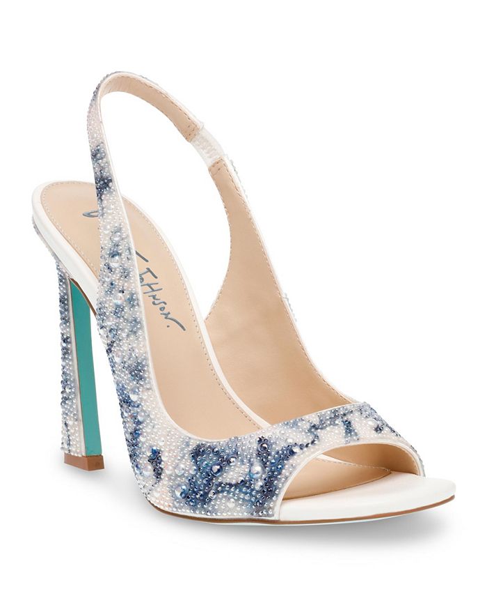 Betsey Johnson Women's Mina Rhinestone Peep Toe Evening Sandals - Macy's