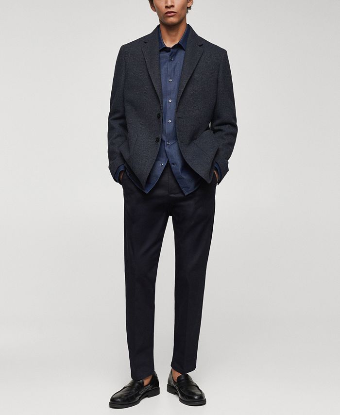MANGO Men's Slim-Fit Herringbone Wool Suit Jacket - Macy's