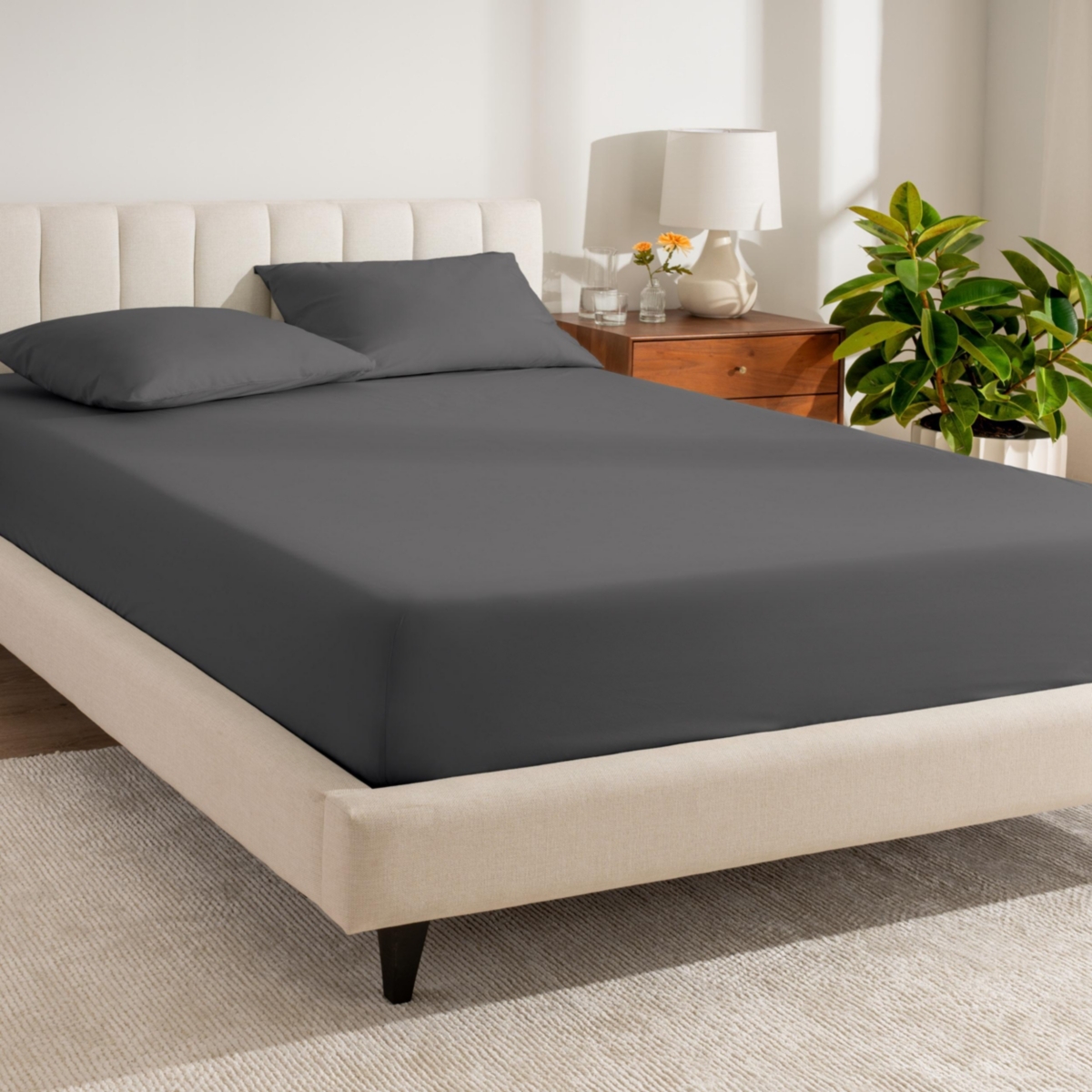 Click here for Bare Home Percale Fitted Sheet - Grey prices