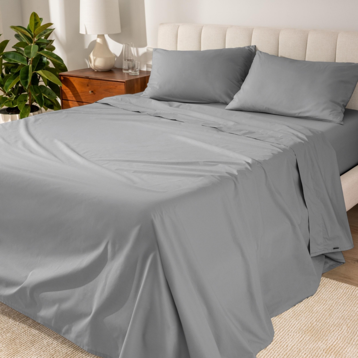 Click here for Bare Home Percale Sheet Set - Light grey prices