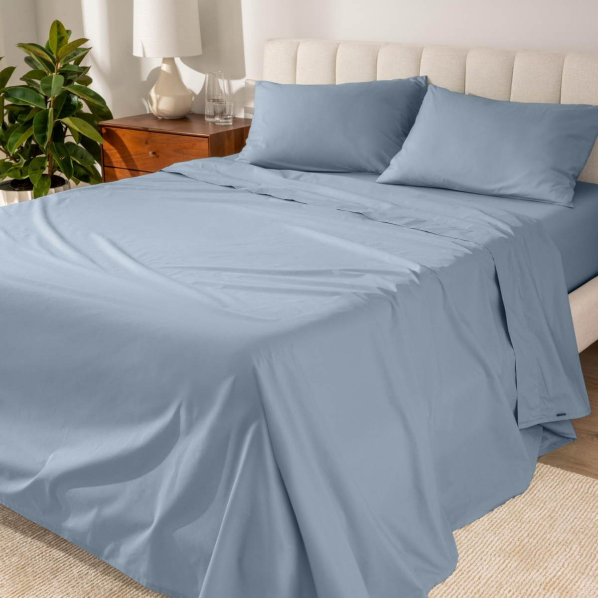 Click here for Bare Home Percale Sheet Set - Dusty blue prices