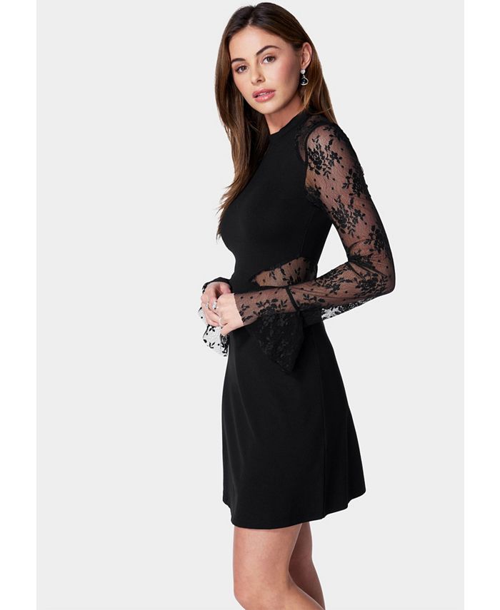 Bebe Women's Lace Bell Sleeve Cutout Dress - Macy's