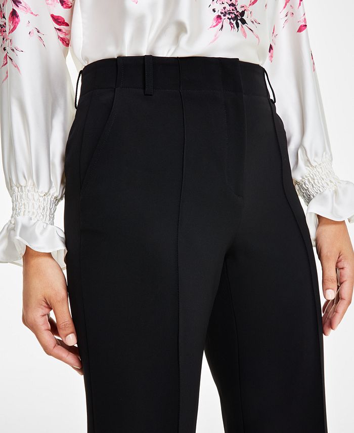 Anne Klein Women's Solid Pintuck Mid Rise Wide-Leg Pants, Created for Macy's - Macy's