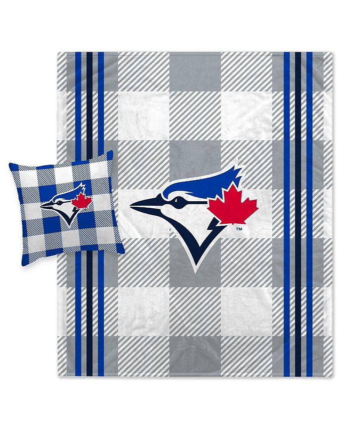 Pegasus Home Fashions Toronto Blue Jays Gray Plaid Stripes Blanket and ...