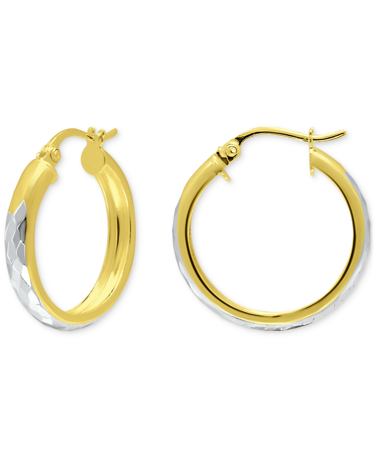 Click here for Giani Bernini Two-Tone Textured Small Hoop Earring... prices