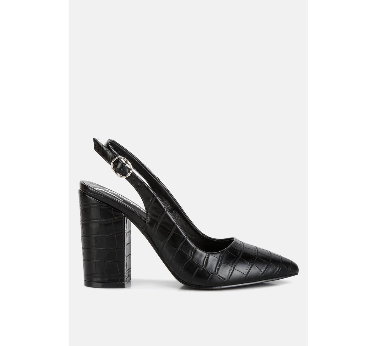 Click here for Womens macha croctexture sling back heels - Black prices