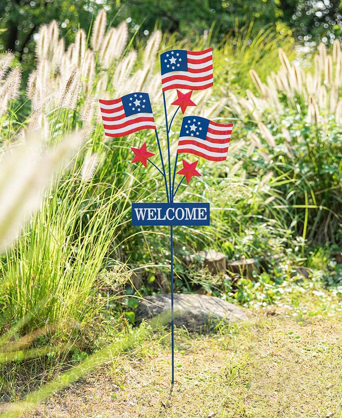 Glitzhome 42" H Patriotic, Americana Metal Flags Yard Stake - Macy's