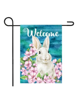 Northlight Welcome Rabbit Floral Easter Outdoor Garden Flag 18" x 12.5 ...