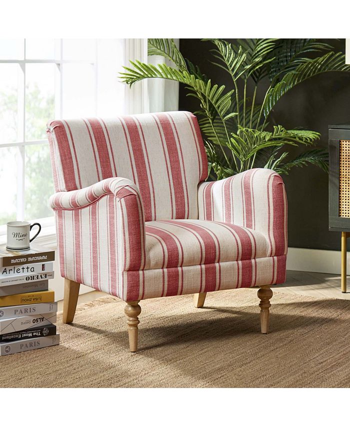 Hulala Home Erdahl Contemporary Arm Chair Stripe with wooden legs - Macy's