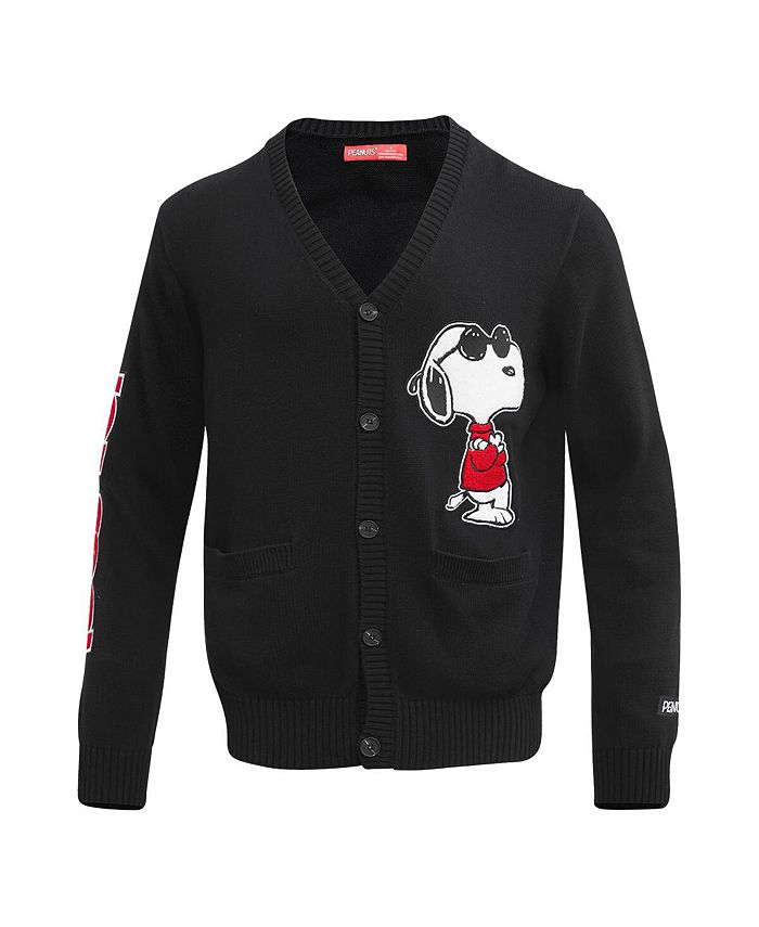 Freeze Max Men's Black Peanuts Snoopy Joe Cool Cardigan - Macy's