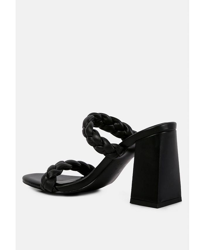 London Rag Mi Amor Braided Strap Triangular Block Heels Sandals - Macy's